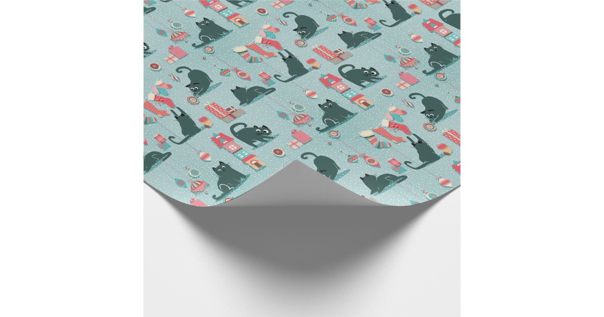 Vintage Christmas cats Wrapping Paper | Zazzle