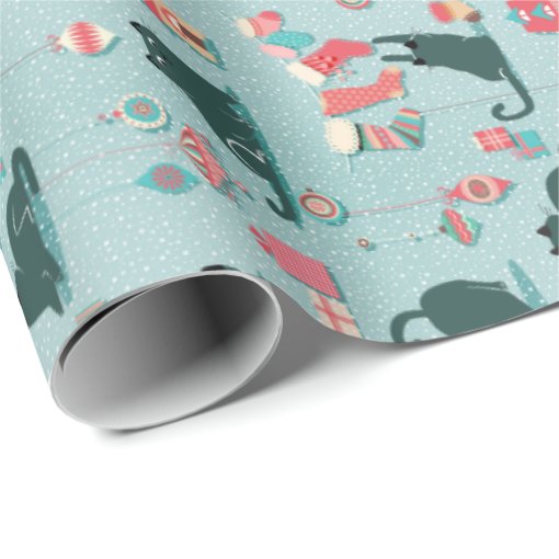 Vintage Christmas cats Wrapping Paper | Zazzle