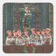 Vintage Christmas Children Singing Choir in Church Square Sticker | Zazzle