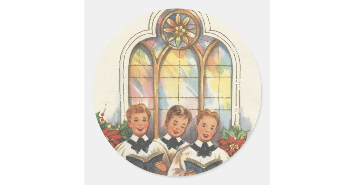 Vintage Christmas Choir Boys Classic Round Sticker | Zazzle