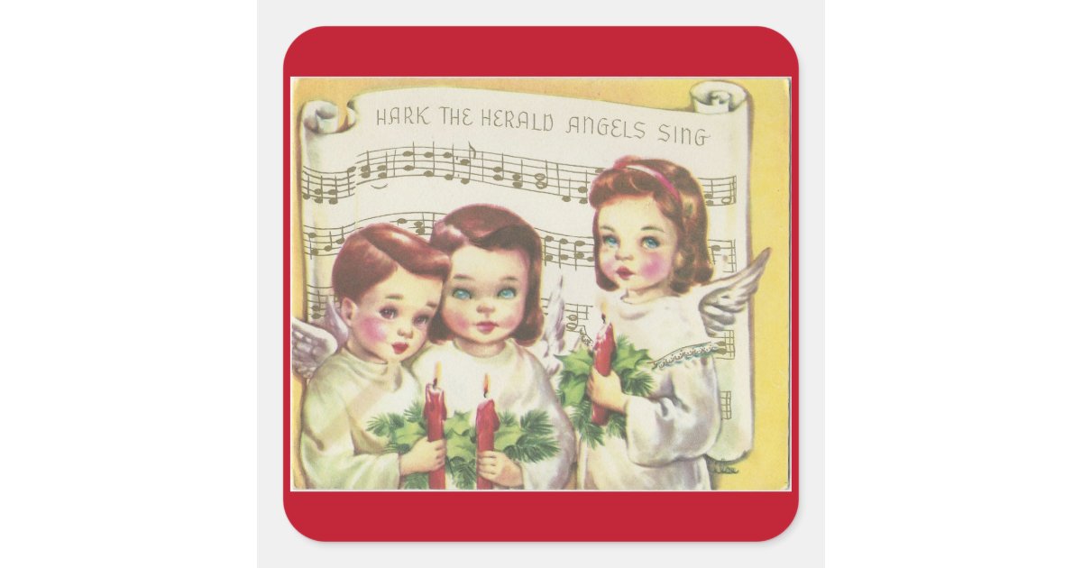 Vintage Christmas Choir Square Sticker | Zazzle