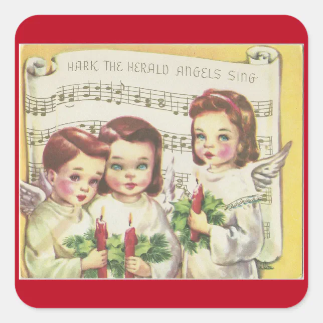 Vintage Christmas Choir Square Sticker | Zazzle