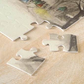 Vintage Christmas, Church in Winter Snowscape Jigsaw Puzzle | Zazzle