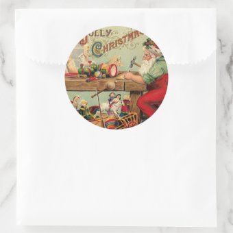 Vintage Christmas Classic Round Sticker | Zazzle