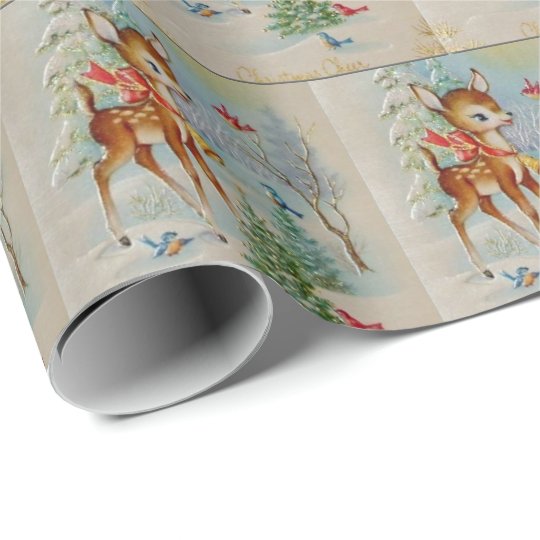 Vintage Christmas deer tiled party wrap Wrapping Paper | Zazzle.com