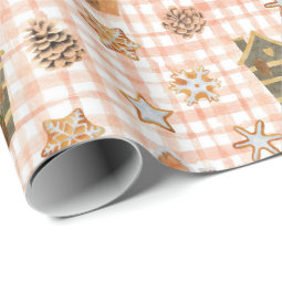 Vintage Christmas Gingham Pattern Wrapping Paper | Zazzle