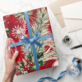 Vintage Christmas Gleaming Ornaments on Crimson Wrapping Paper | Zazzle