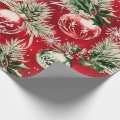 Vintage Christmas Gleaming Ornaments on Crimson Wrapping Paper | Zazzle