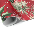 Vintage Christmas Gleaming Ornaments on Crimson Wrapping Paper | Zazzle