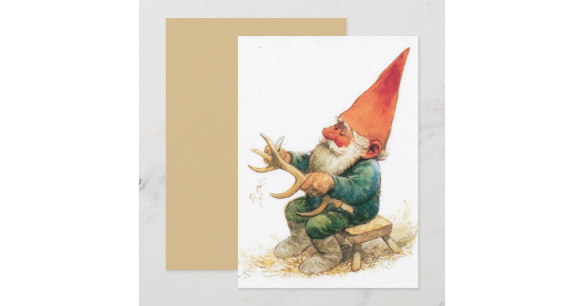 Vintage Christmas Gnome Holiday Card | Zazzle