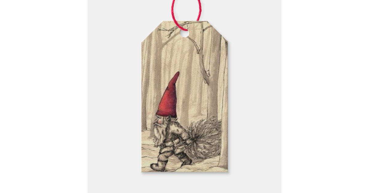 Vintage Christmas Gnome Holiday Gift Tags | Zazzle