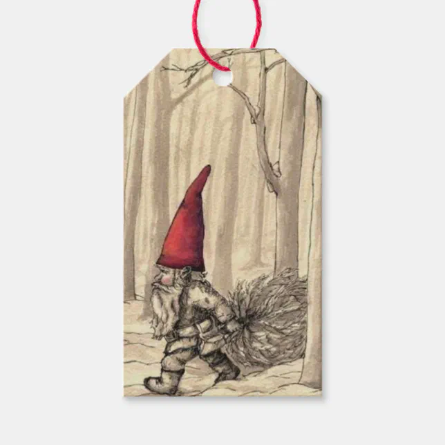 Vintage Christmas Gnome Holiday Gift Tags | Zazzle