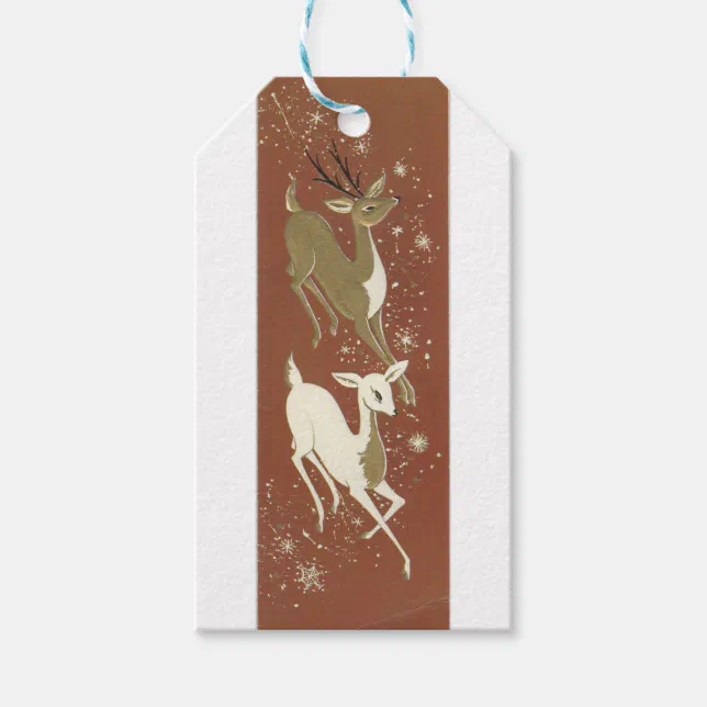 Vintage Christmas Gold Reindeer Gift Tags | Zazzle