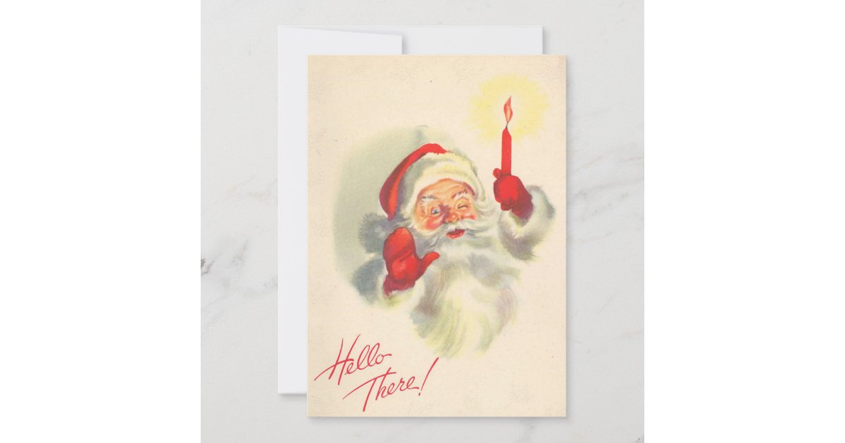 Vintage Christmas Hello Santa Claus Holiday Card | Zazzle