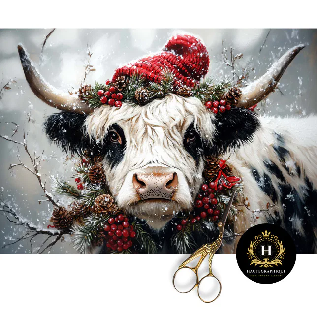 Vintage Christmas Highland Cow Decoupage Tissue Paper | Zazzle