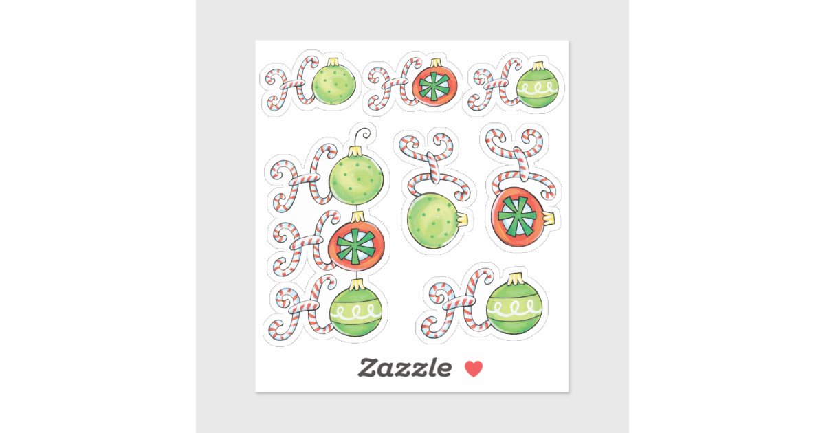 Vintage Christmas, Ho Ho Ho in Ornaments Sticker | Zazzle