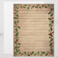 Vintage Christmas Holly Lined Writing Paper | Zazzle