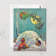 Vintage Christmas Inuit Igloo Santa Flying Postcard | Zazzle