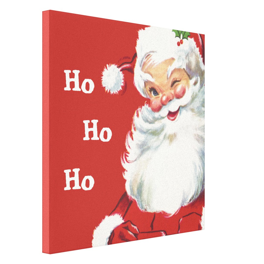Vintage Christmas, Jolly Santa Claus Winking Canvas Print | Zazzle