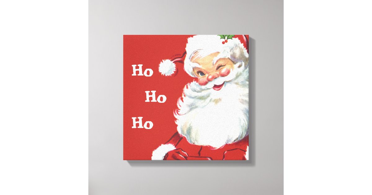 Vintage Christmas, Jolly Santa Claus Winking Canvas Print | Zazzle