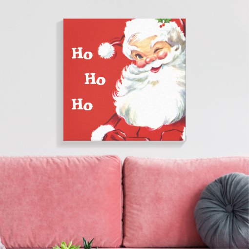 Vintage Christmas, Jolly Santa Claus Winking Canvas Print | Zazzle