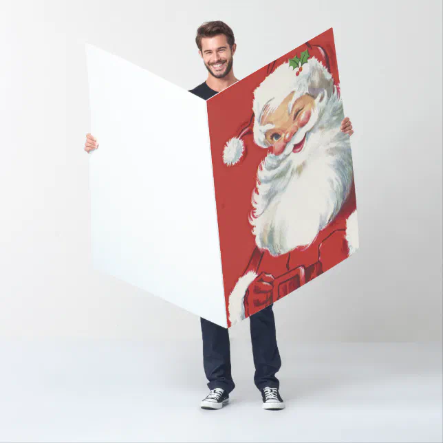 Vintage Christmas, Jolly Santa Claus Winking Card | Zazzle