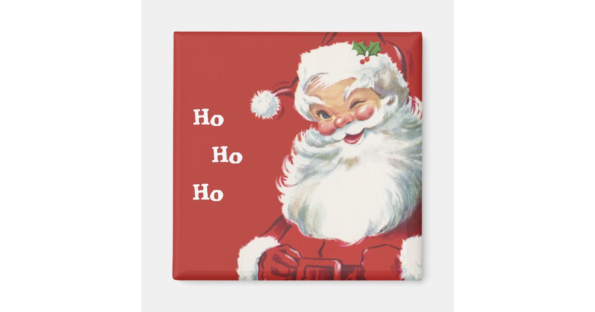 Vintage Christmas, Jolly Santa Claus Winking Magnet | Zazzle