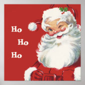 Vintage Christmas, Jolly Santa Claus Winking Poster | Zazzle