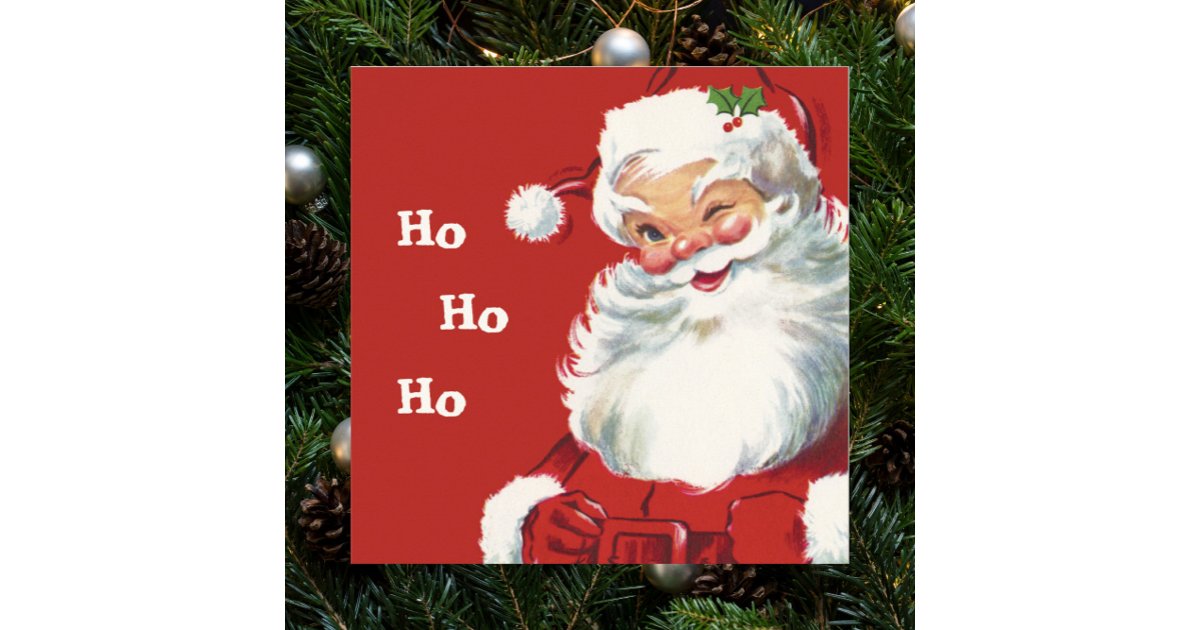 Vintage Christmas, Jolly Santa Claus Winking Poster | Zazzle