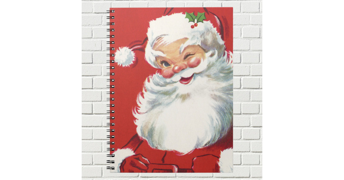 Vintage Christmas, Jolly Winking Santa Claus Notebook | Zazzle