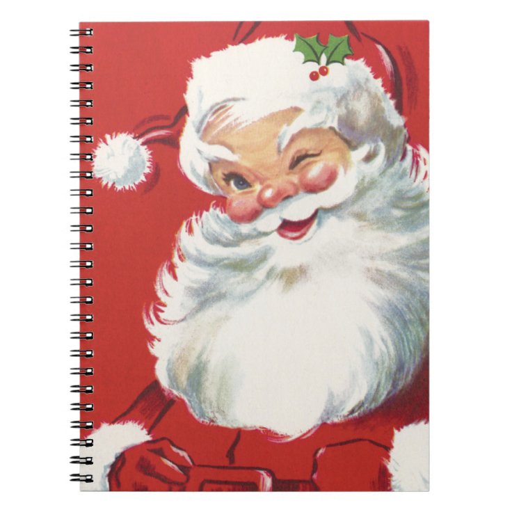 Vintage Christmas, Jolly Winking Santa Claus Notebook | Zazzle