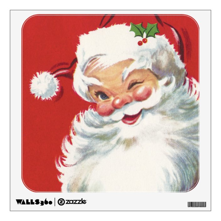 Vintage Christmas, Jolly Winking Santa Claus Wall Sticker | Zazzle.com