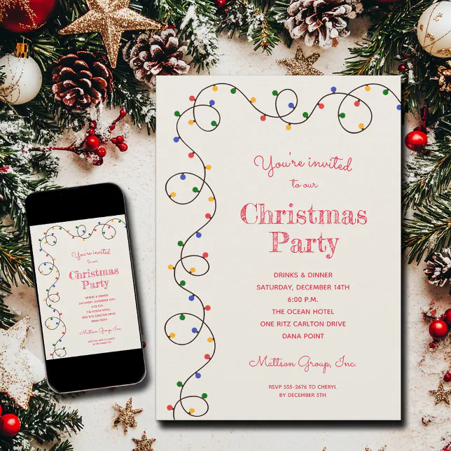 Vintage Christmas Light Strand Holiday Invitation | Zazzle