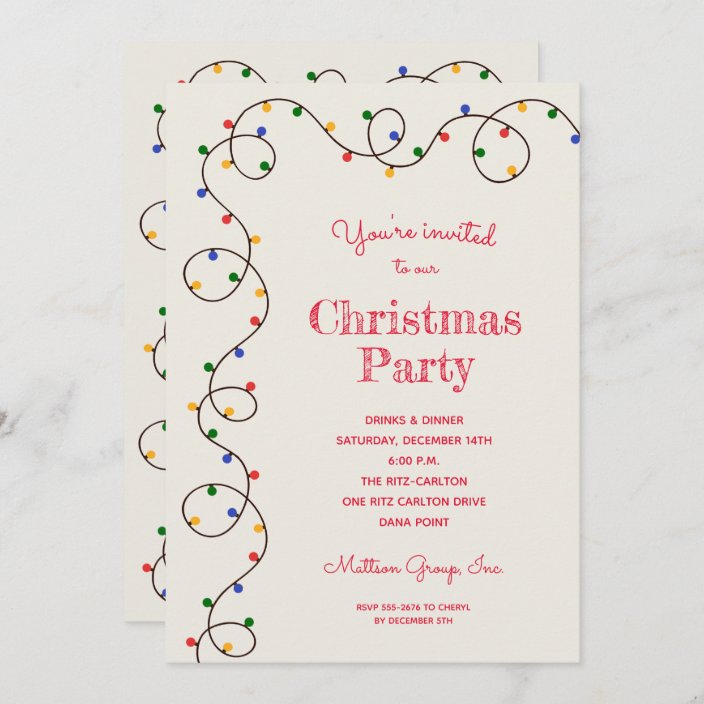 Vintage Christmas Light Strand Holiday Invitations | Zazzle.com