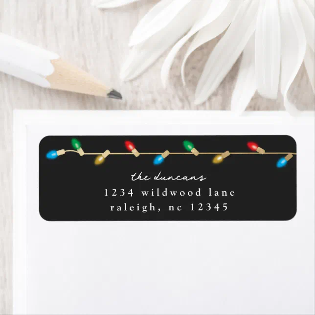Vintage Christmas Lights Holiday Return Address Label | Zazzle