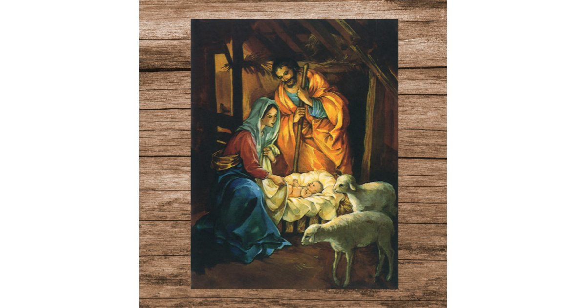 Vintage Christmas Nativity, Baby Jesus in Manger Poster | Zazzle