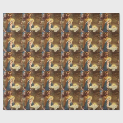 Vintage Christmas Nativity, Mary Joseph Baby Jesus Wrapping Paper | Zazzle