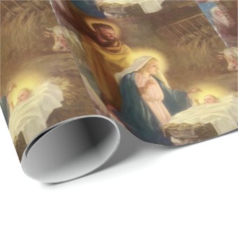 Vintage Christmas Nativity, Mary Joseph Baby Jesus Wrapping Paper | Zazzle