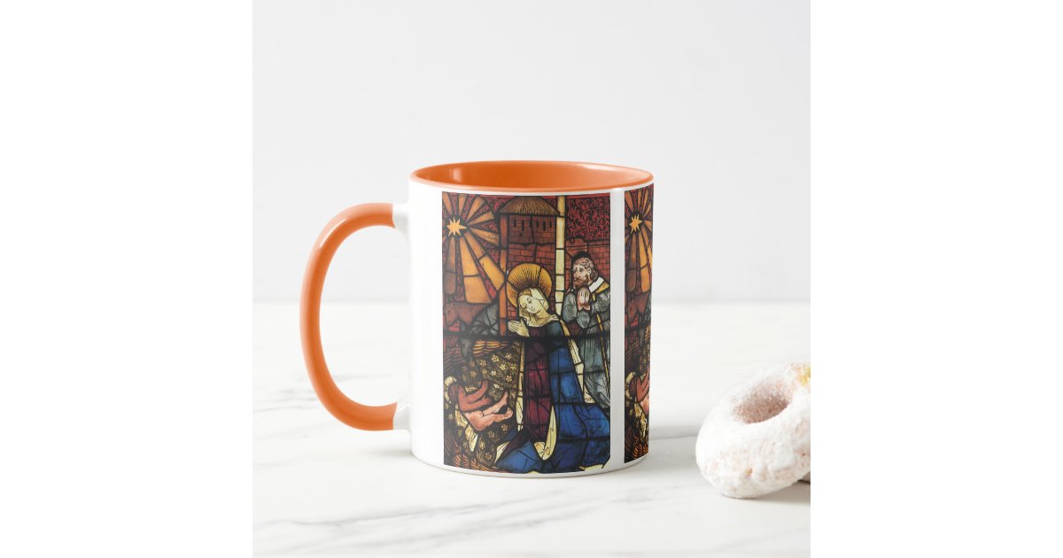 Vintage Christmas Nativity Scene in Stained Glass Mug | Zazzle