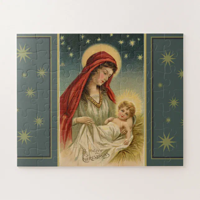 Vintage Christmas Nativity Scene Jigsaw Puzzle | Zazzle