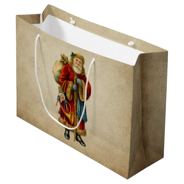Vintage Christmas Old World Santa Claus Large Gift Bag | Zazzle
