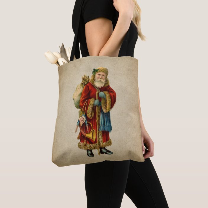 Vintage Christmas Old World Santa Claus Tote Bag | Zazzle