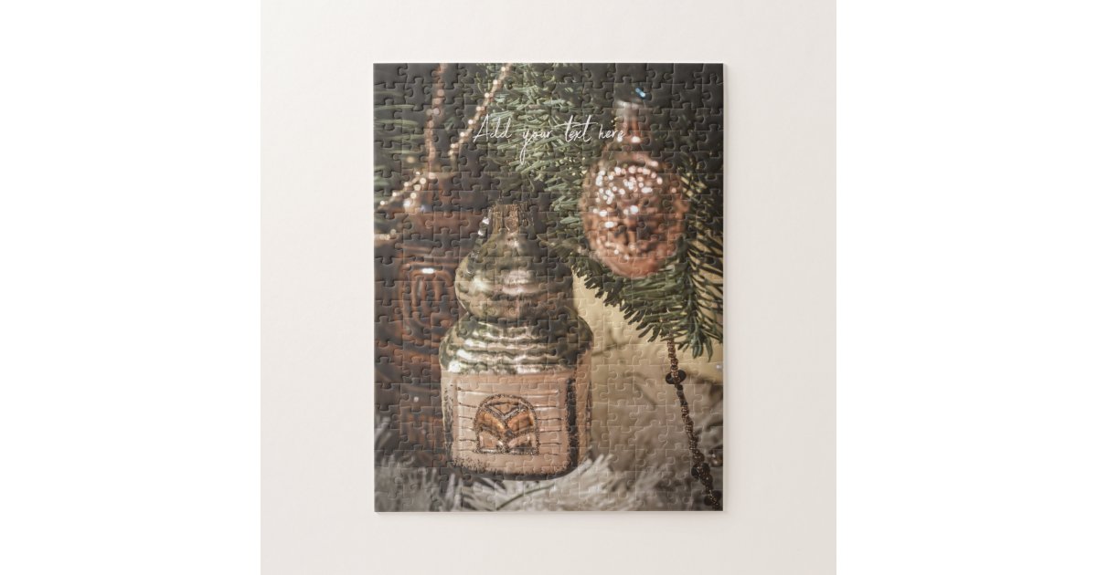 Vintage Christmas ornaments and a Christmas tree Jigsaw Puzzle | Zazzle