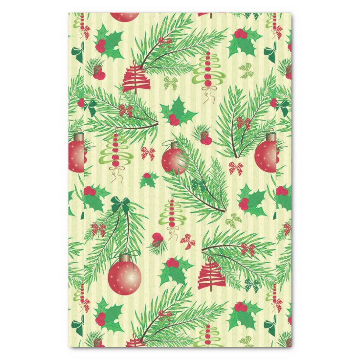 Vintage Christmas Pattern Tissue Paper | Zazzle