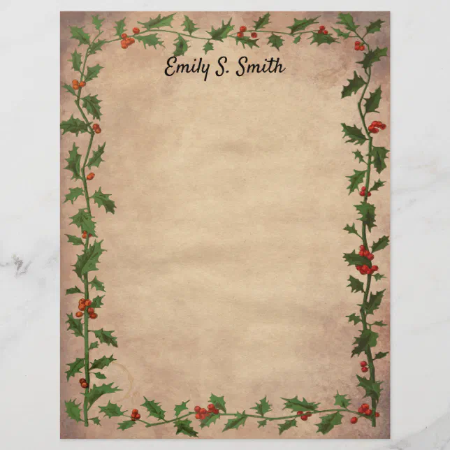 Vintage Christmas Personalized Writing Paper | Zazzle