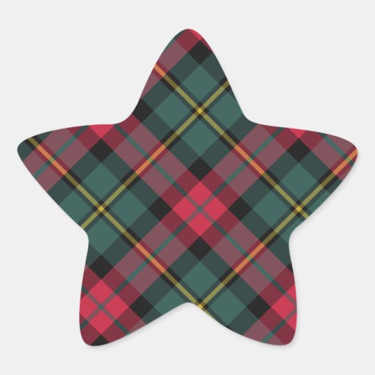 Vintage Christmas Plaid Star Sticker | Zazzle.com