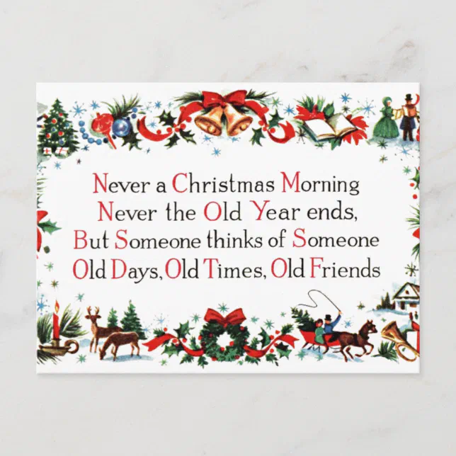Vintage Christmas Poem Holiday Postcard | Zazzle