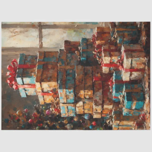 Vintage Christmas Present Stack Decoupage Paper | Zazzle