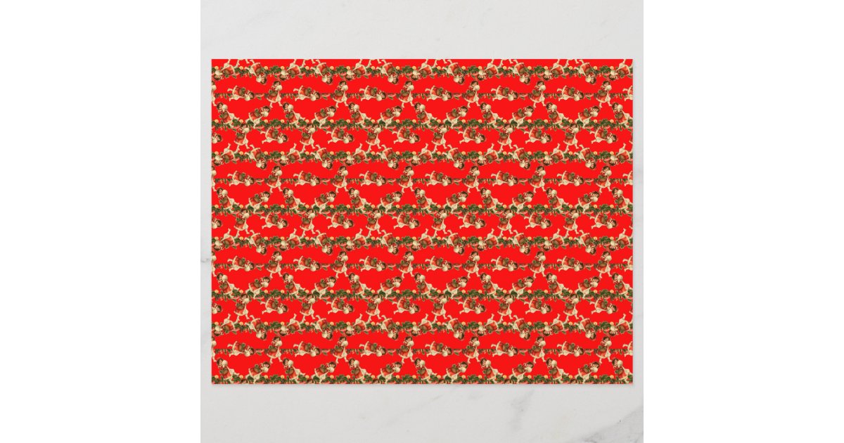 Vintage christmas red Paper Sheet | Zazzle
