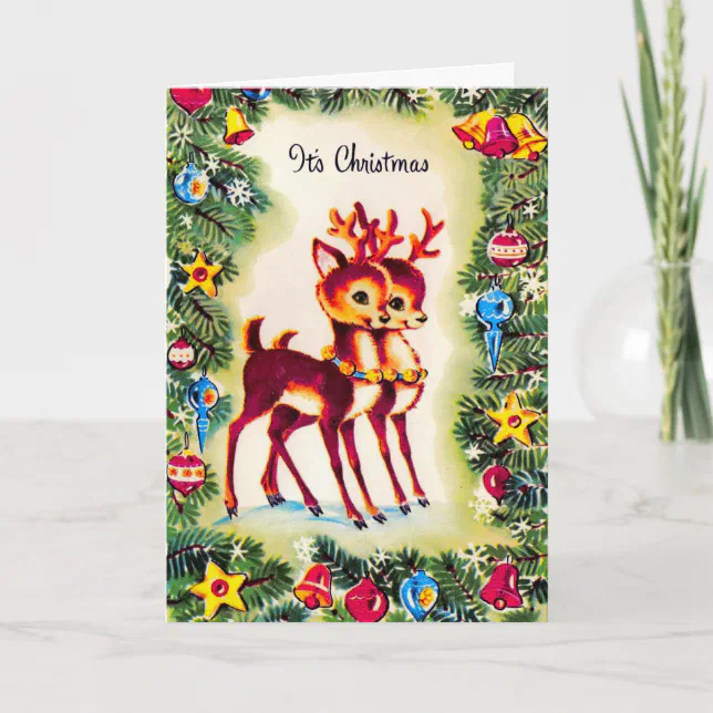 Vintage Christmas Reindeer Holiday Card | Zazzle